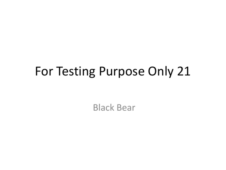 For Testing Purpose Only 21 | PDF