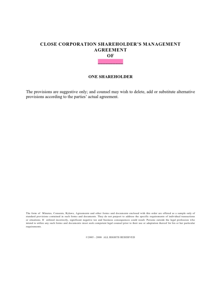 California Close Corporation Agreement | PDF | Board Of Directors ...