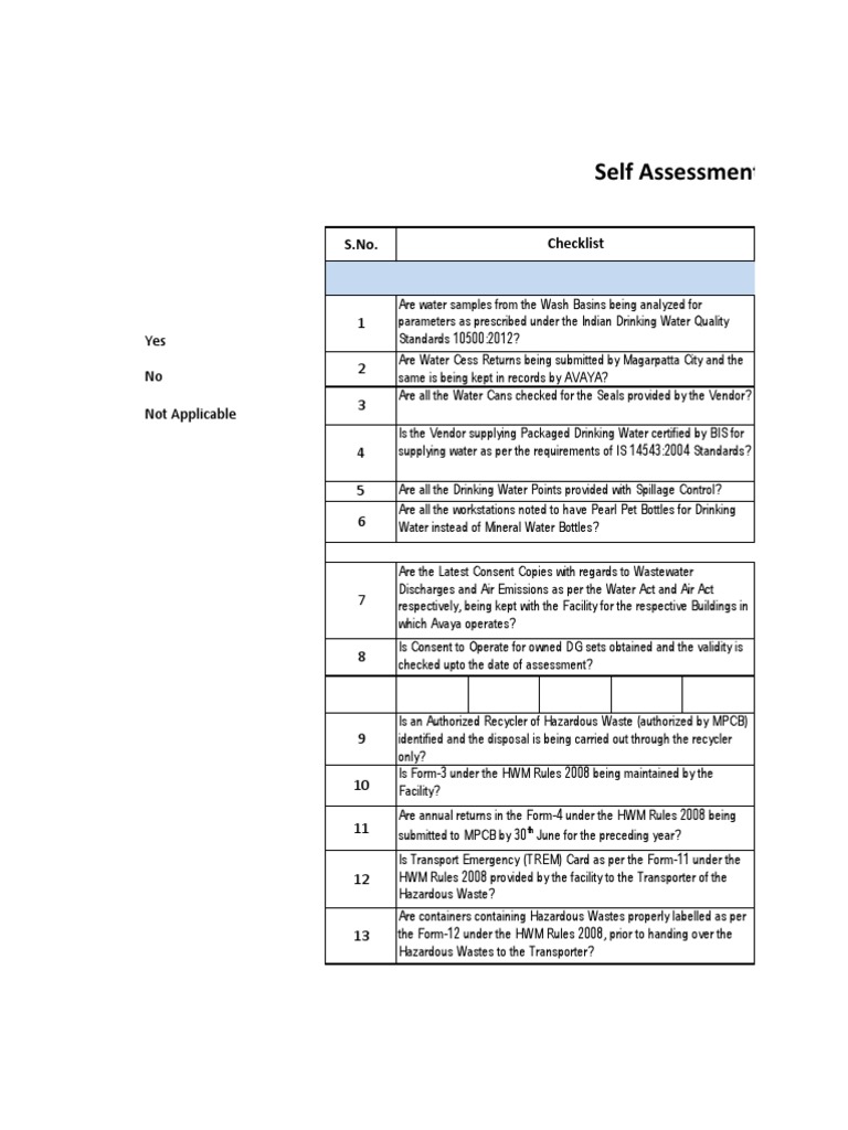 Avaya Pune Waste Management Checklist | PDF | Finance & Money ...