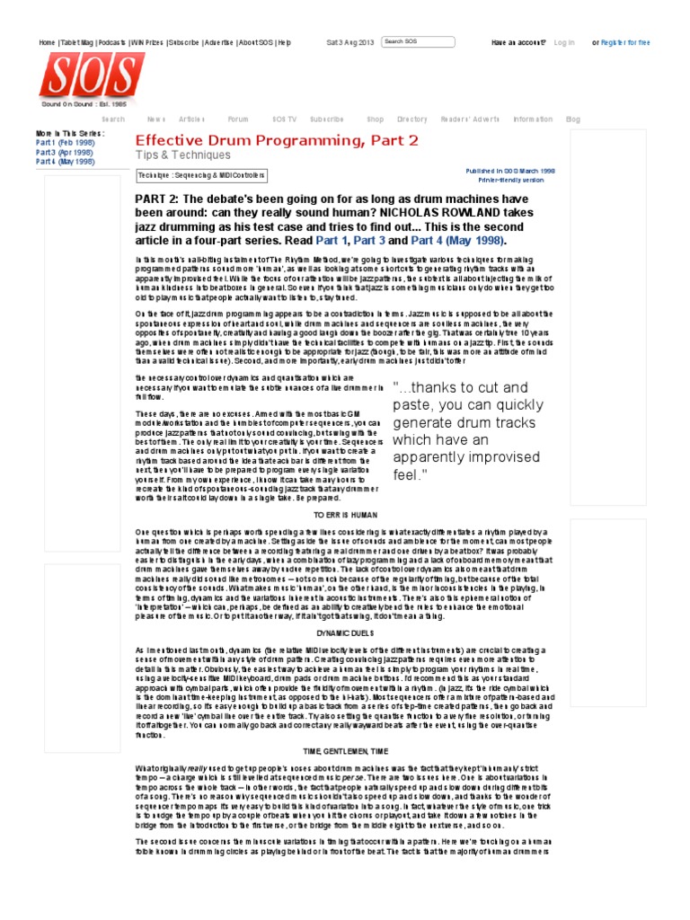 S.O.S Effective Drum Programming, Part 2 | PDF | Drum Kit | Rhythm