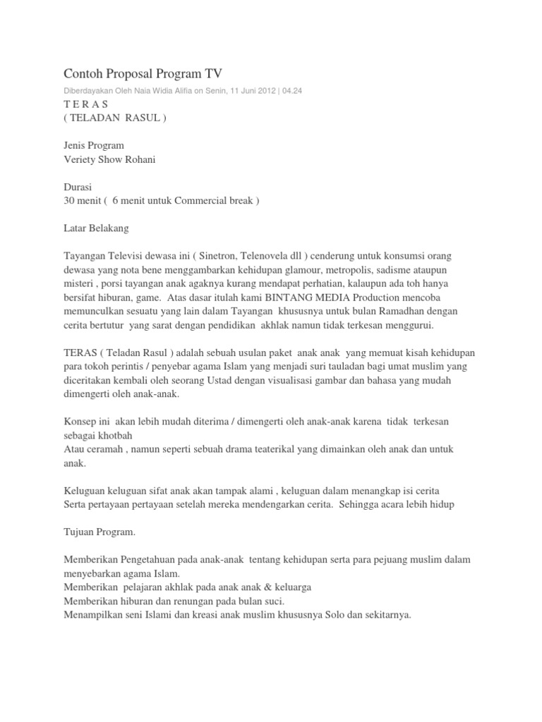 Contoh Proposal Program TV | PDF