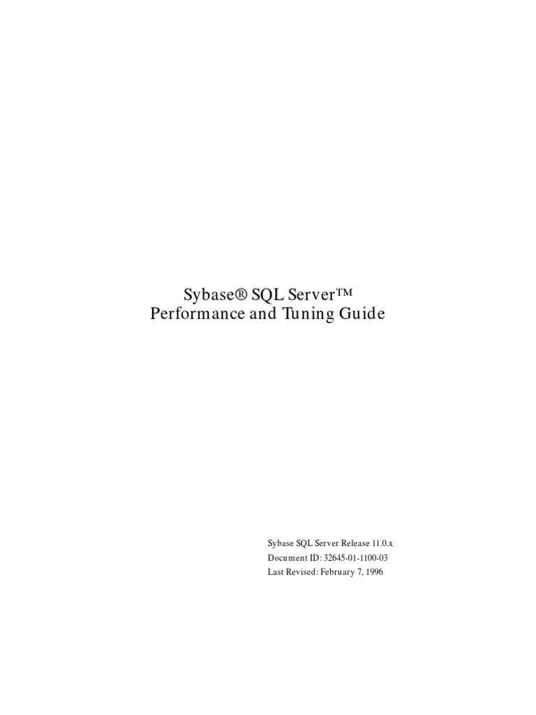 Sybase - SQL Server Performance and Tuning Guide | Download Free PDF ...