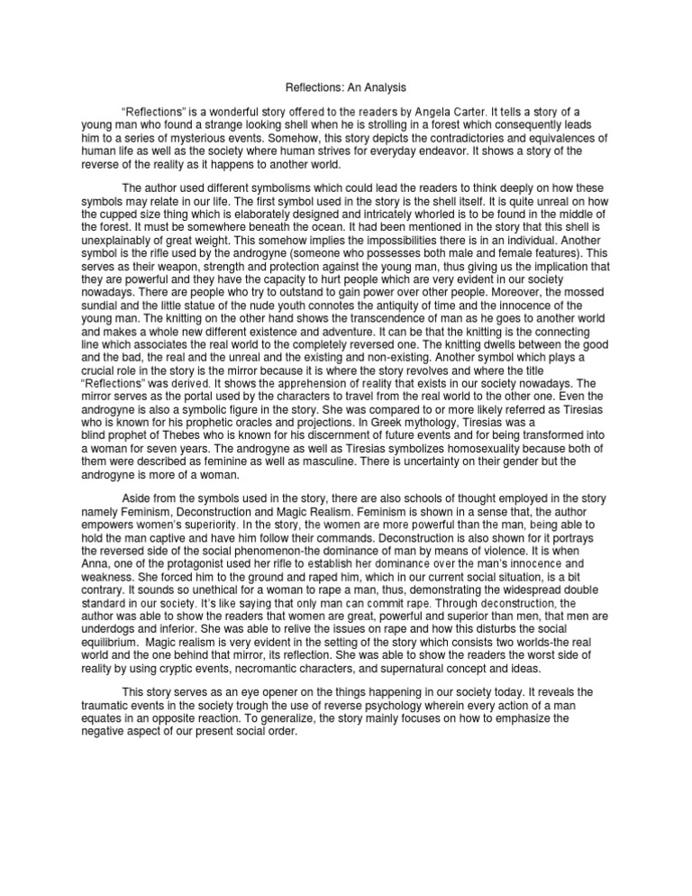 Analyzing Angela Carter's Reflections | PDF | Reality | Feminism
