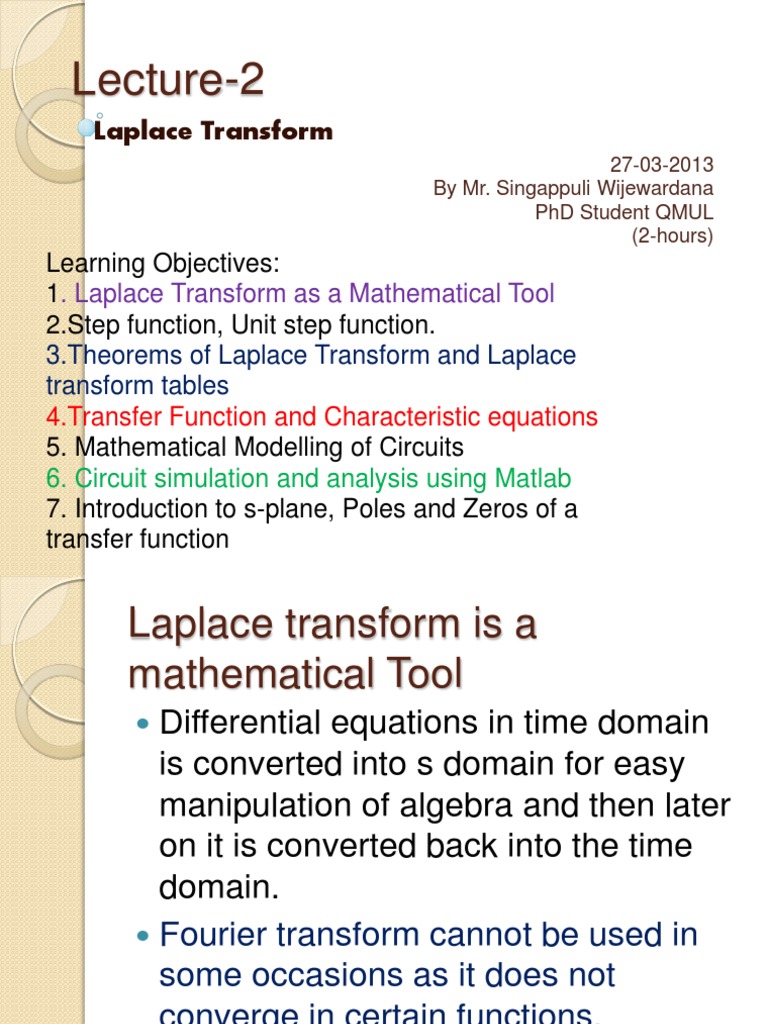 Laplace Transform for Engineers | PDF | Laplace Transform | Mathematical Concepts