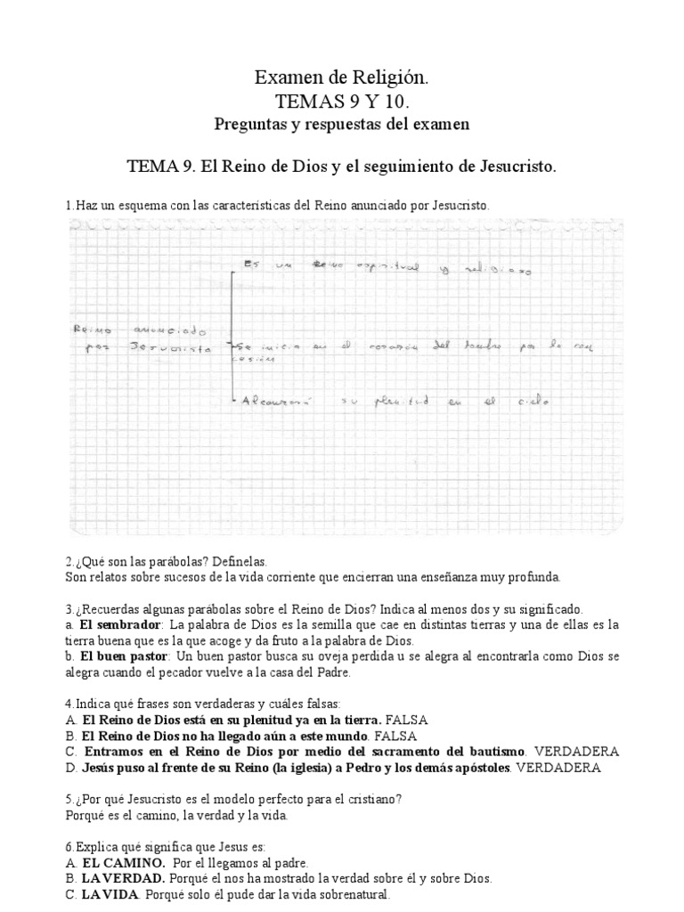 Examen de Religion | PDF | Jesús | Dios