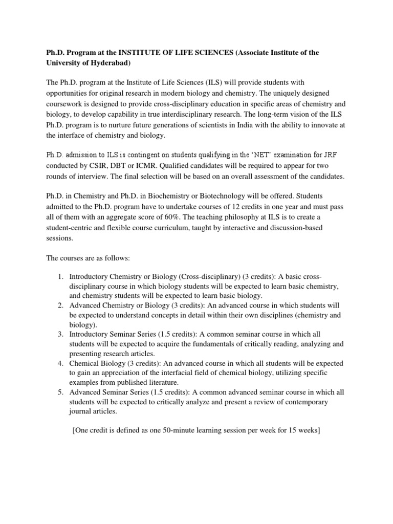 PHD Guide Lines - Ils | PDF | Doctor Of Philosophy | Chemical Biology