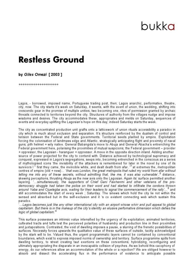 Restless Ground by Giles Omezi (2003) | PDF | Exploitation Of Labour ...