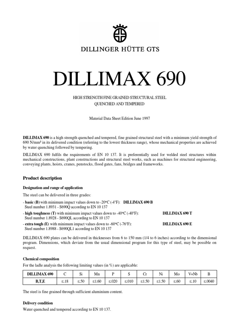 Dillimax 690 e | PDF | Structural Steel | Welding