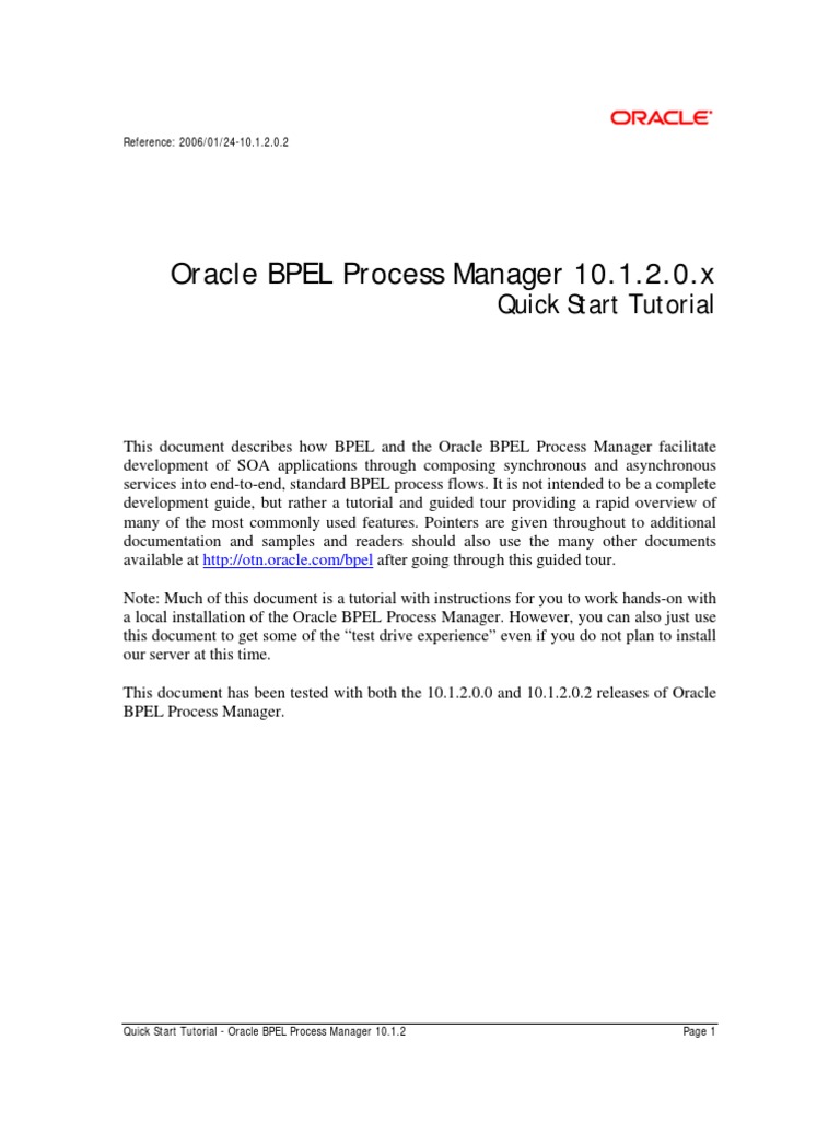 Oracle BPEL Process Manager 10.1.2.0.x: Quick Start Tutorial | PDF | Enterprise Java Beans ...