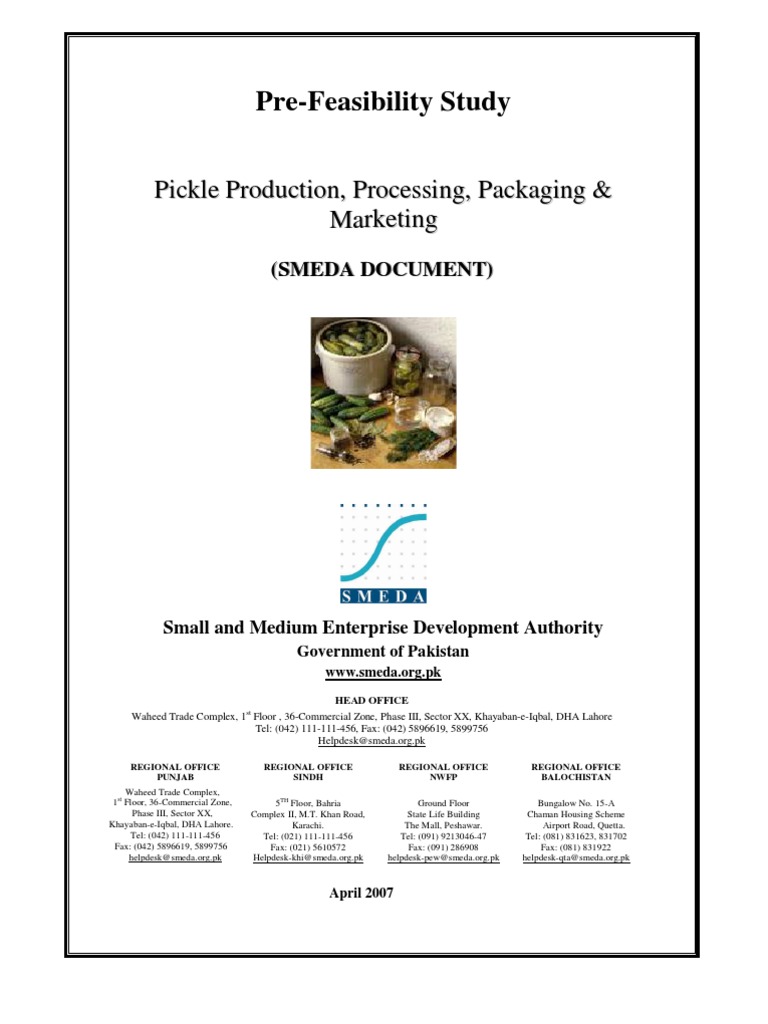 Pickle Production Processing Packaging and Marketing | PDF | Pickling ...