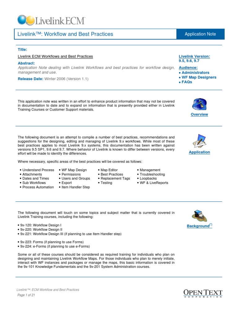 Application Note - Livelink 9x Workflow Best Practices - Version 1-1 ...