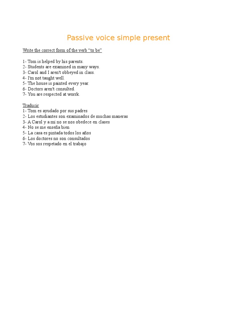 Passive Voice Practice for ESL Learners | PDF