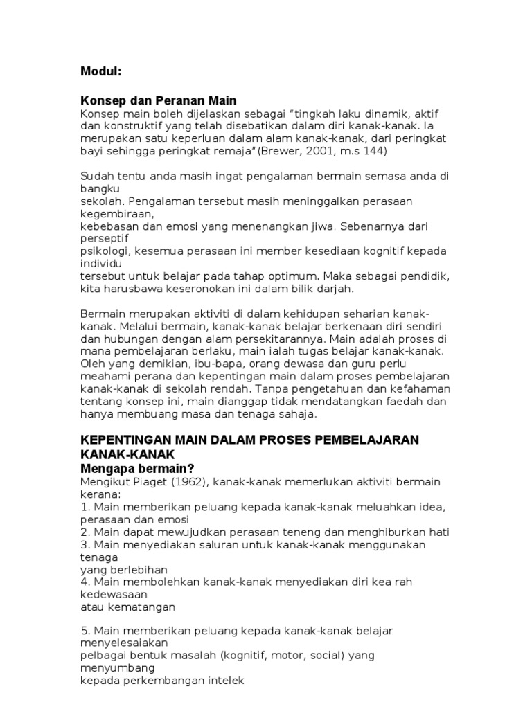 Konsep Dan Peranan Main | PDF