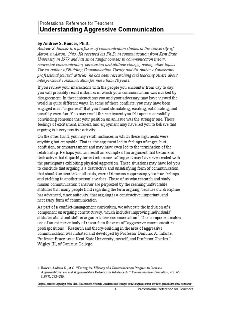 Aggressive Communication | Aggression | Emotions