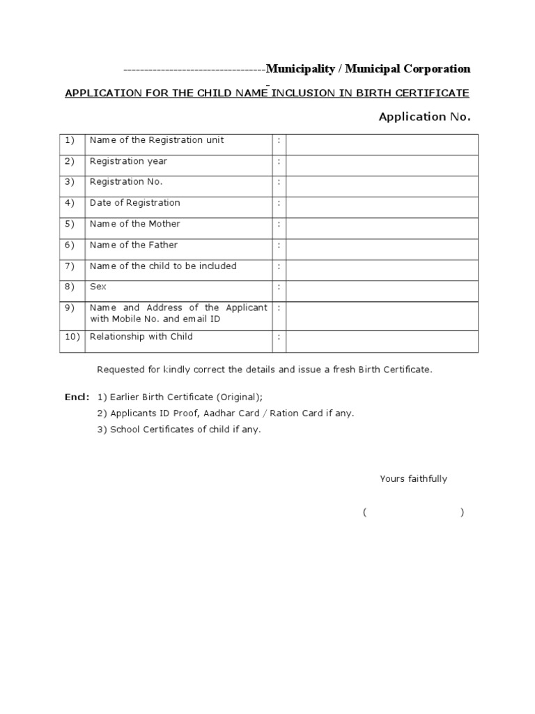 Child Name Inclusion in Birth Certificate | PDF