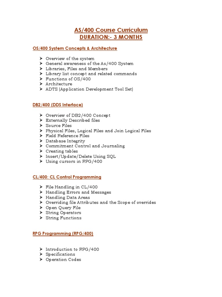 AS400 Syllabus | PDF