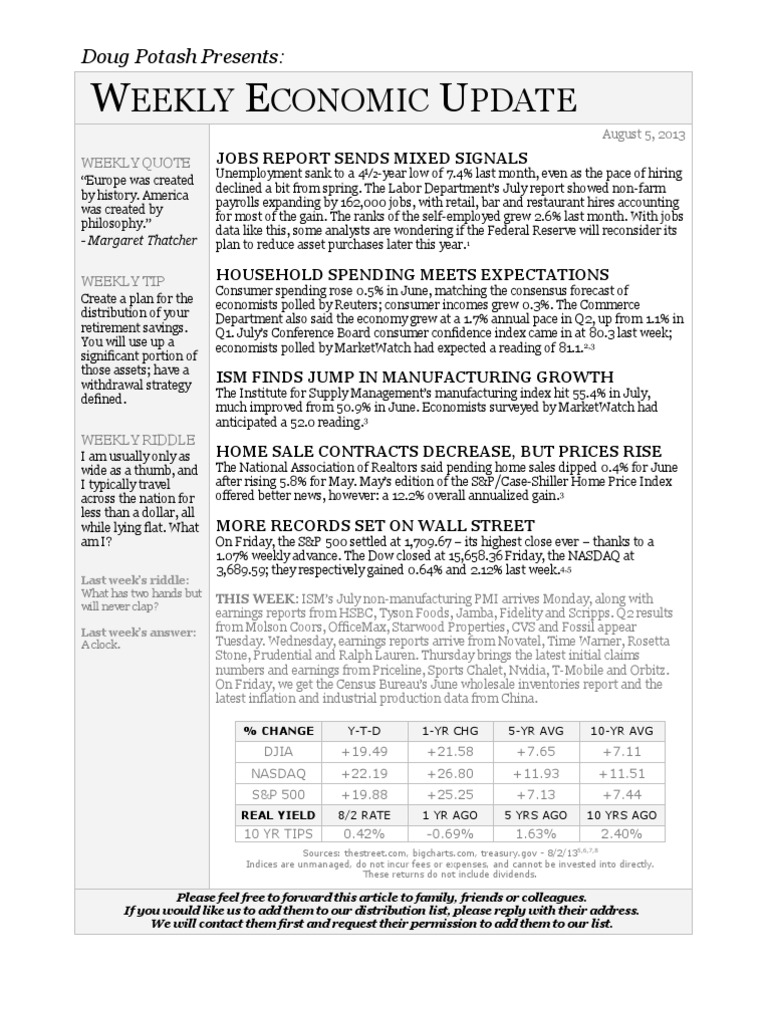 Weekly Economic Update | PDF | New York Mercantile Exchange | Stock ...