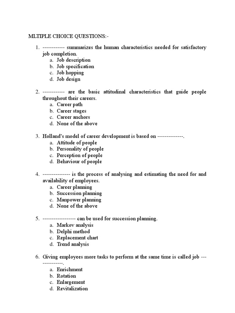 MCQ HRM | PDF | Performance Appraisal | Employment