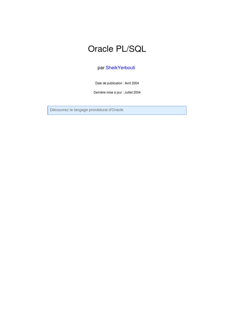 Tutorial PL SQL | PDF