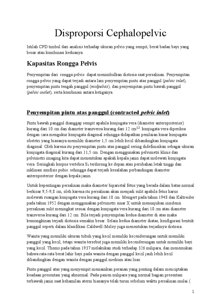 Cephalopelvic Disproportion | PDF