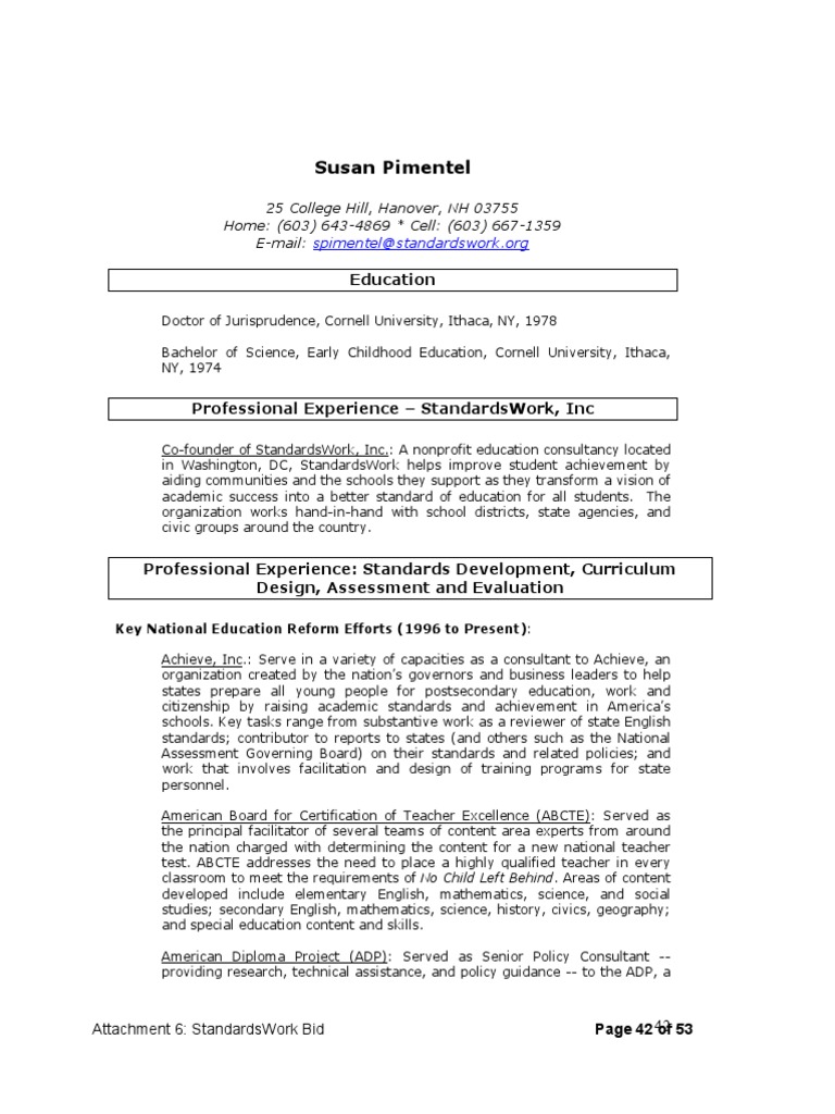 Susan Pimentel Resume | PDF | Education Reform | High Schools