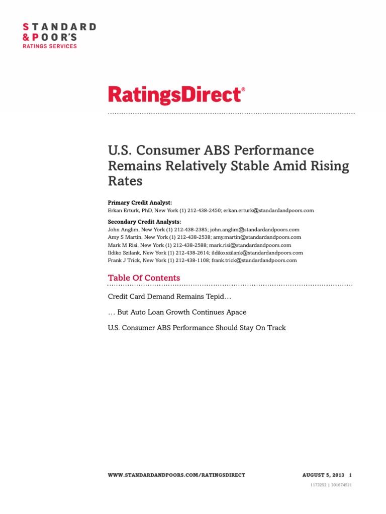 U.S. Consumer ABS Performance Remains Relatively Stable Amid Rising ...