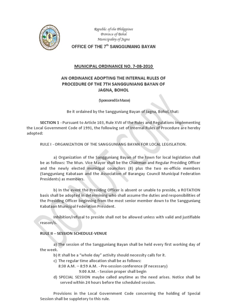 7th SB Internal Rules of Procedure | PDF | Committee | Chairman