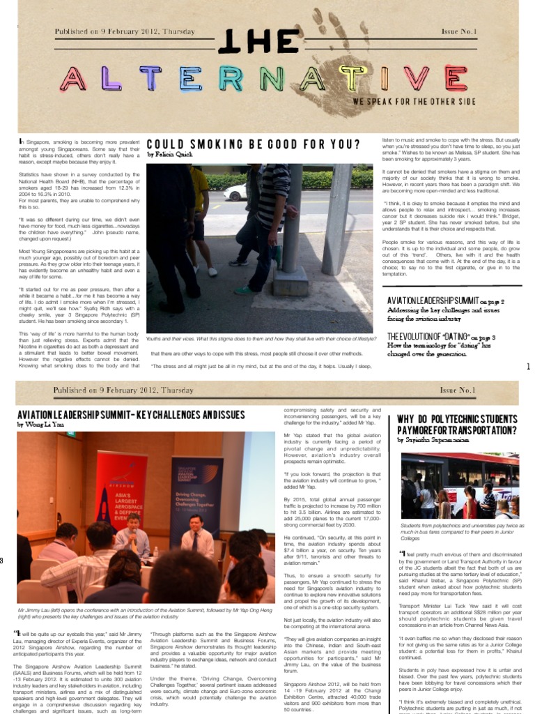 The Alternative Newspaper | PDF | Smoking | Adolescence