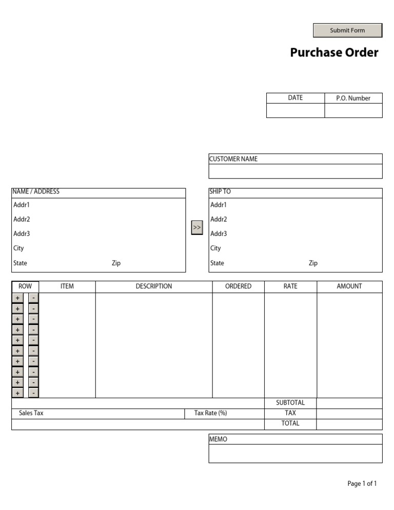 Purchase Order: Date P.O. Number | PDF