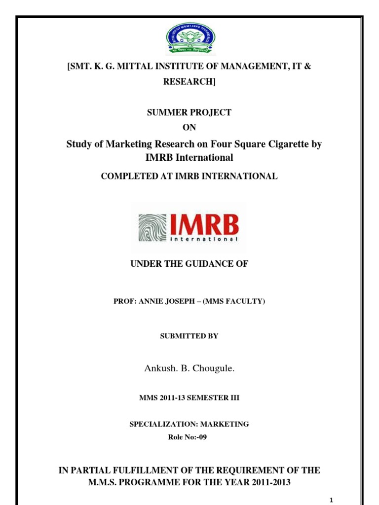 Imrb My Final | PDF | Marketing Research | Marketing