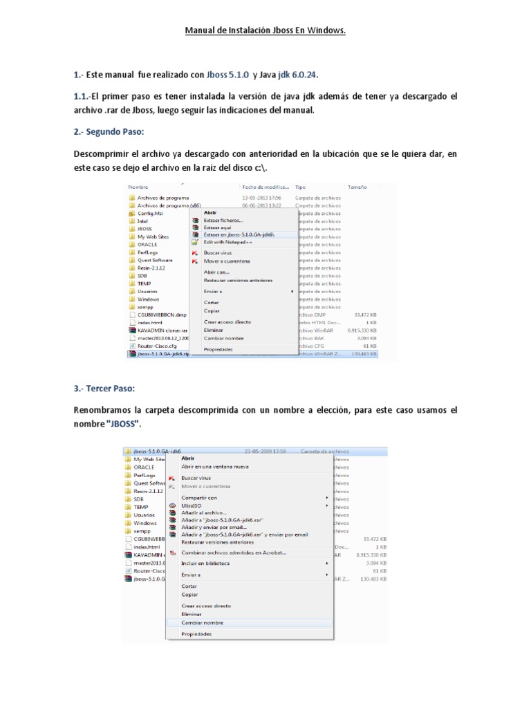 Manual de Instalación Jboss en Windows | PDF | Vuelo salvaje | Archivo de computadora