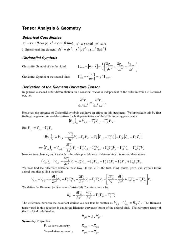 Physics - General Relativity, Tensor Analysis and Geometry | PDF ...