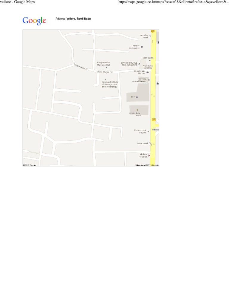 Vellore - Google Maps | PDF