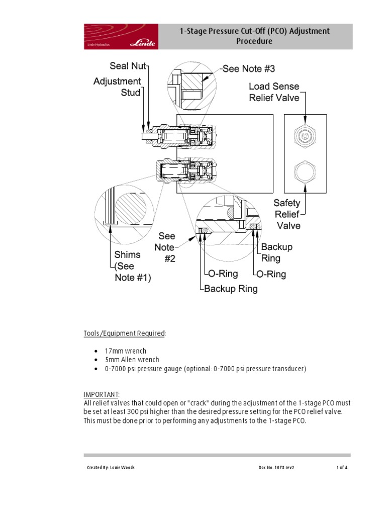 1-Stage Pressure Cut-Off (PCO) Adjustment Procedure | PDF | Valve | Pump