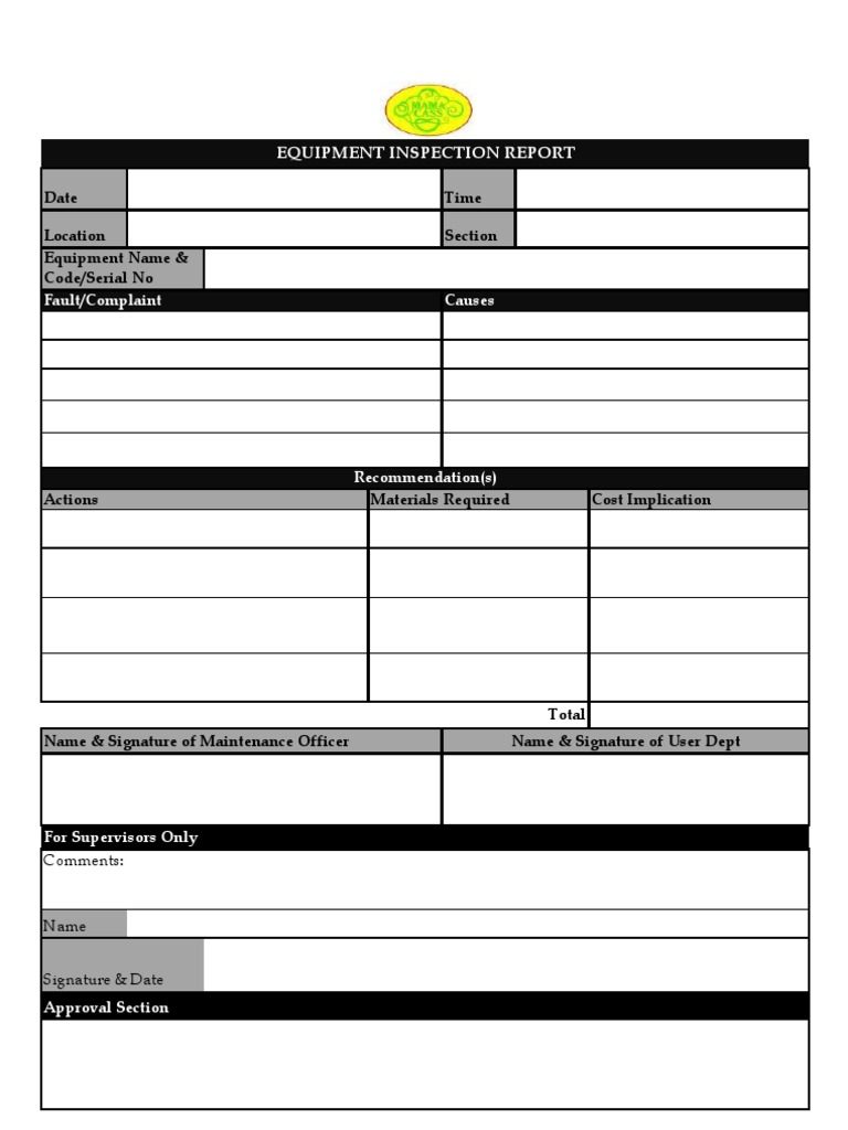 Equipment Inspection Report Template | PDF | Computers