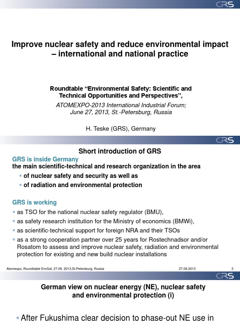 Improve Nuclear Safety and Reduce Environmental Impact - International ...