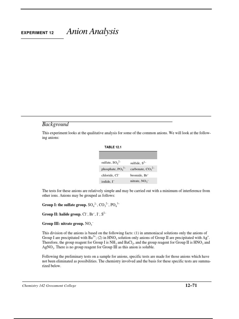 Anion Analysis | PDF | Chemical Elements | Chemical Compounds