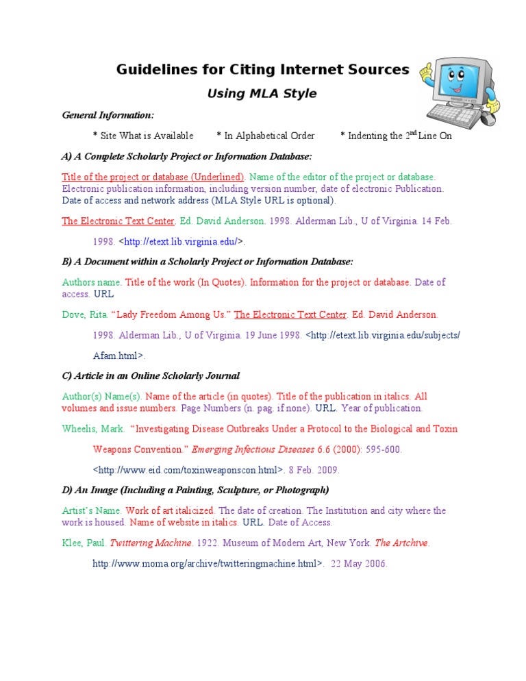 Citing Internet Sources in MLA Style | PDF | Travel | Computers