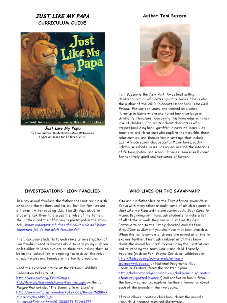 Just Like My Papa Curriculum Guide | PDF | Children's Literature | Lion