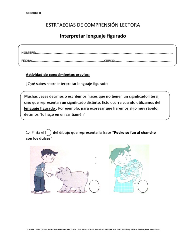 Actividades para Interpretar Lenguaje Figurado | PDF