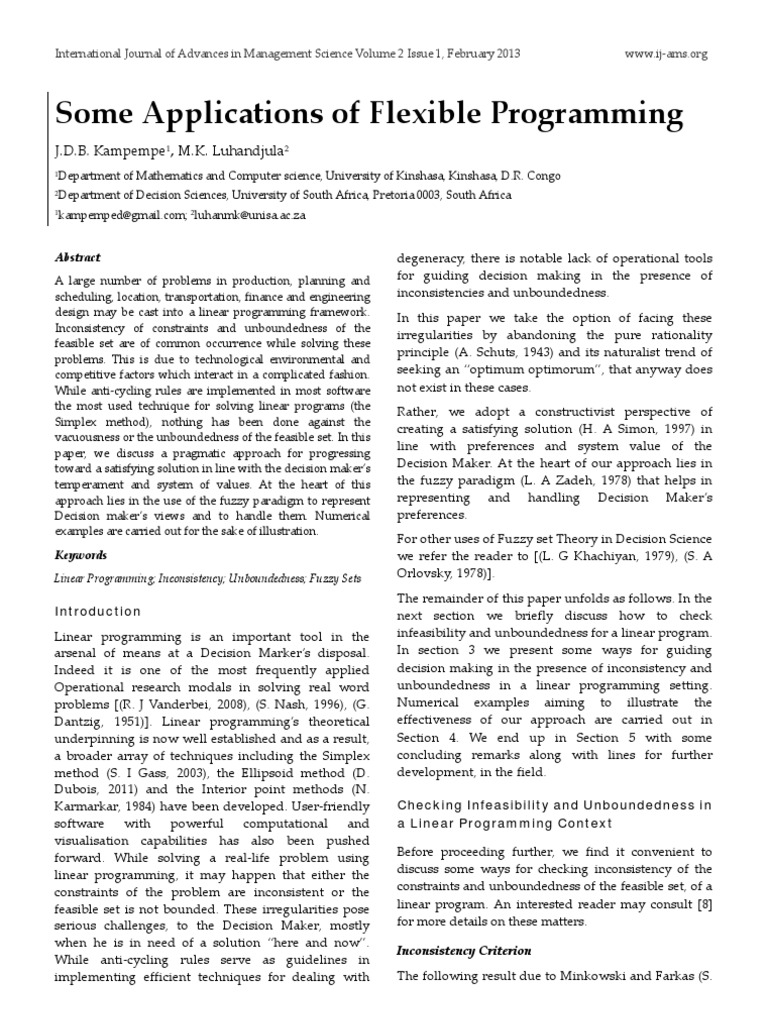 Some Applications of Flexible Programming | PDF | Linear Programming ...
