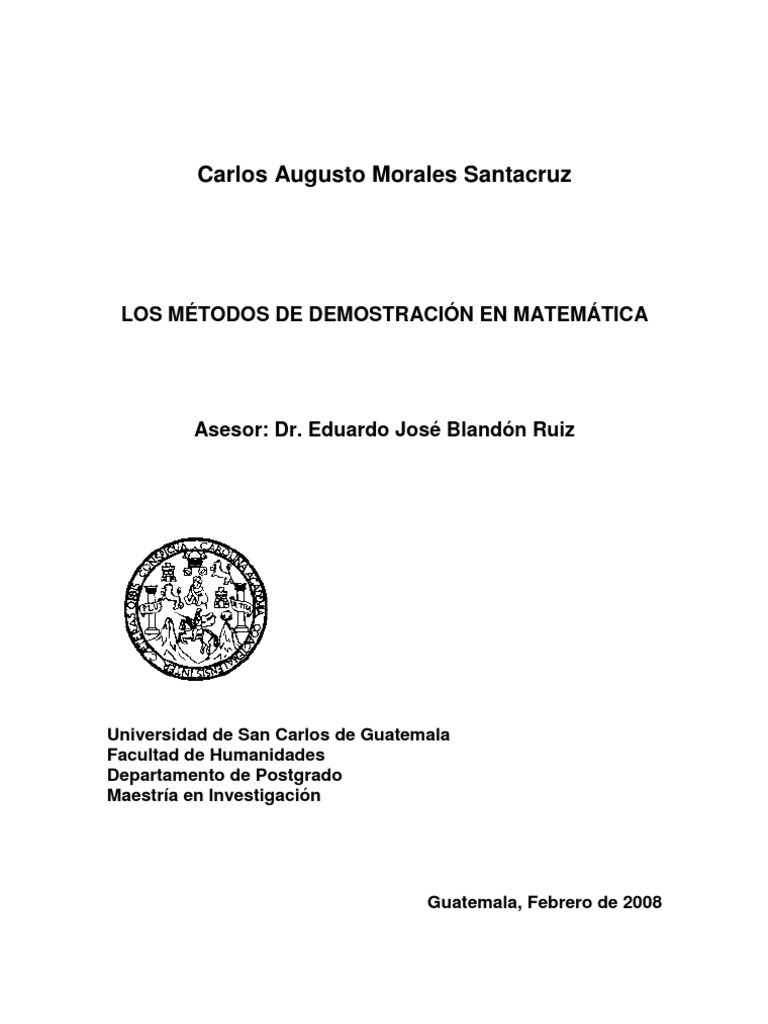 Métodos de Demostración en Matemáticas | PDF | Filosofía | Métodos y ...