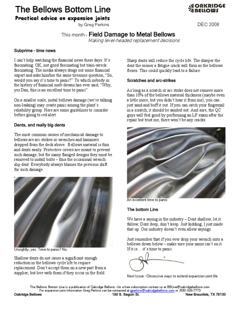 Inspecting Bellows Damage | PDF | Mechanical Engineering | Building ...