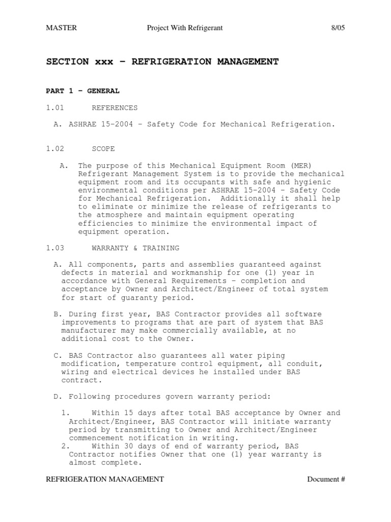 ASHRAE 15 Mechanical Room Spec | PDF | Ventilation (Architecture) | Relay
