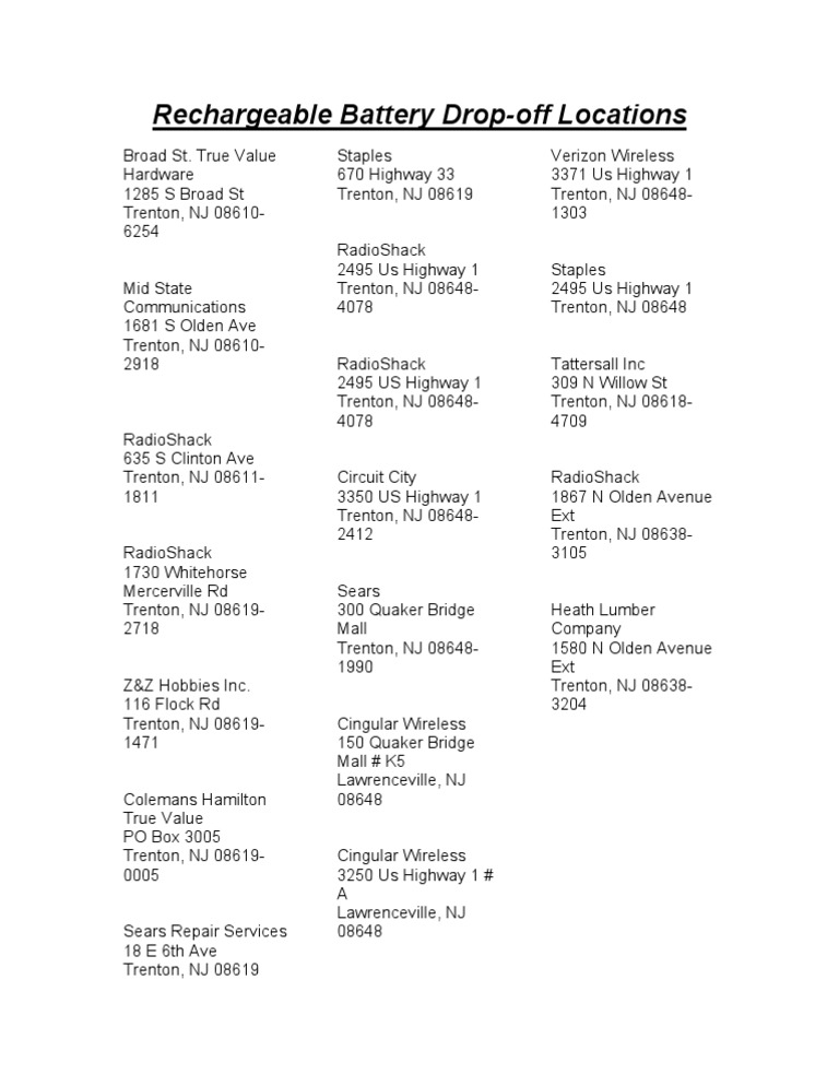 Rechargeable Battery Drop-off Sites | PDF
