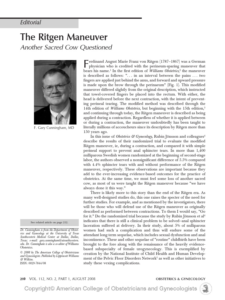 Ritgen Manuever | PDF | Motherhood | Childbirth