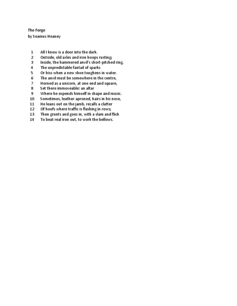 The Forge by Seamus Heaney Poem | PDF | Art