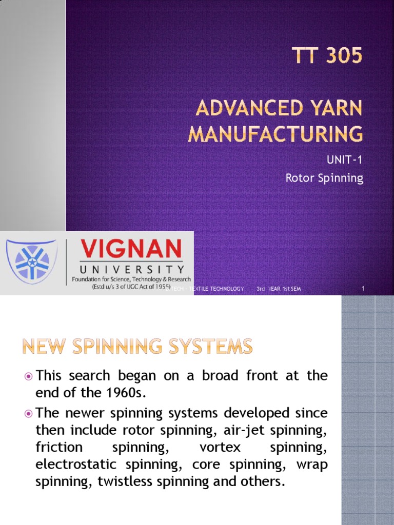 Rotor Spinning | PDF | Spinning (Textiles) | Textiles