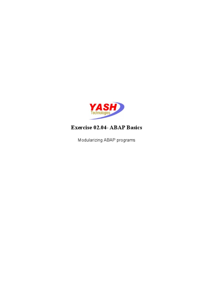 ABAP Basics - Modularization | PDF | Subroutine | Areas Of Computer Science ABAP Basics - Modularization | PDF | Subroutine | Areas Of Computer Science