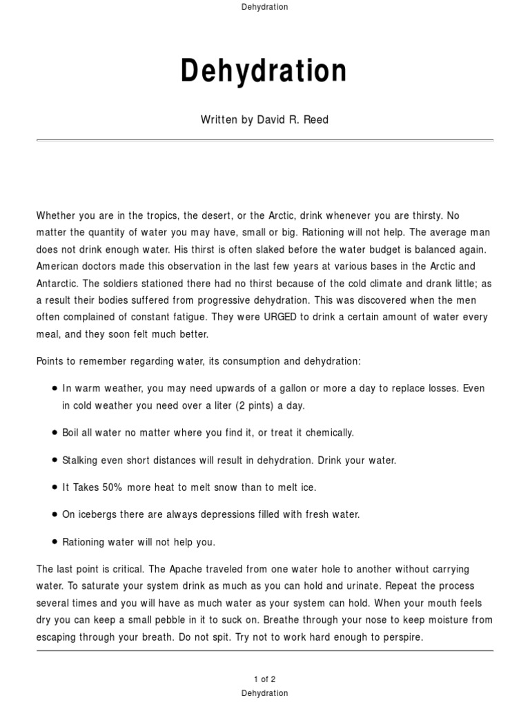Dehydration: Written by David R. Reed | PDF | Cooking, Food & Wine